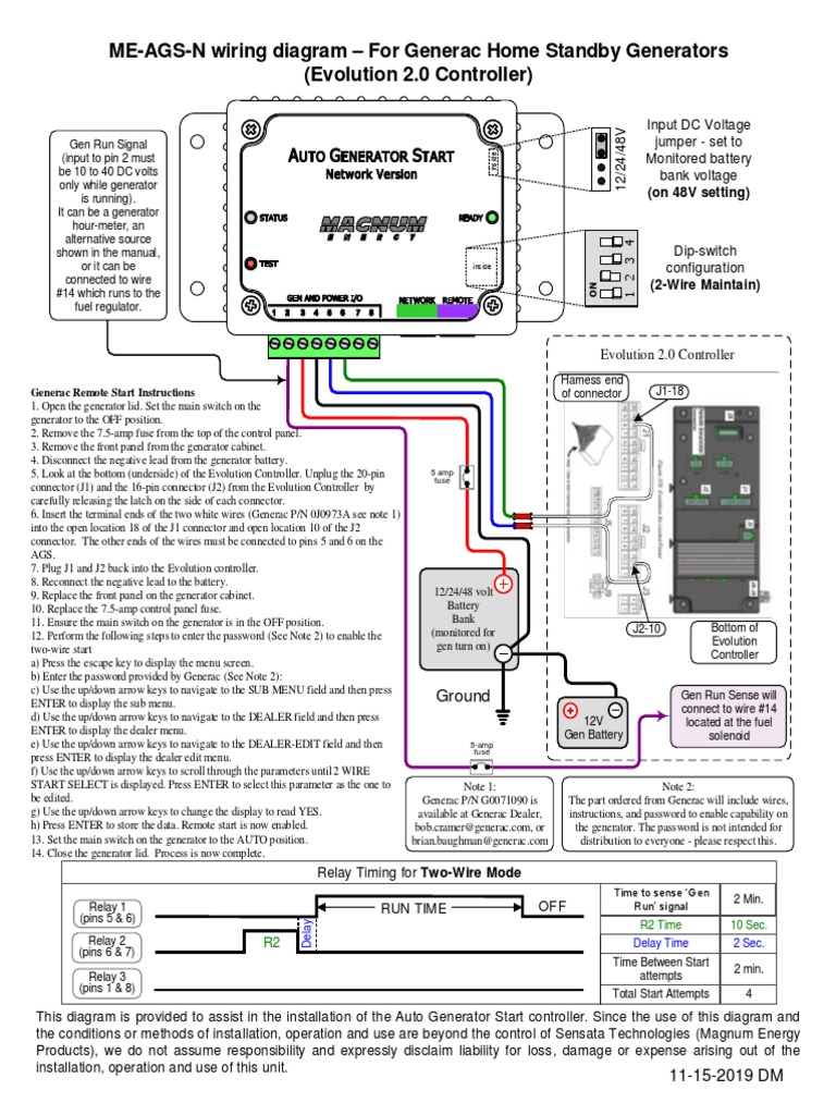 ME-AGS-N Wiring Diagram - For Generac Home Standby Generators ...