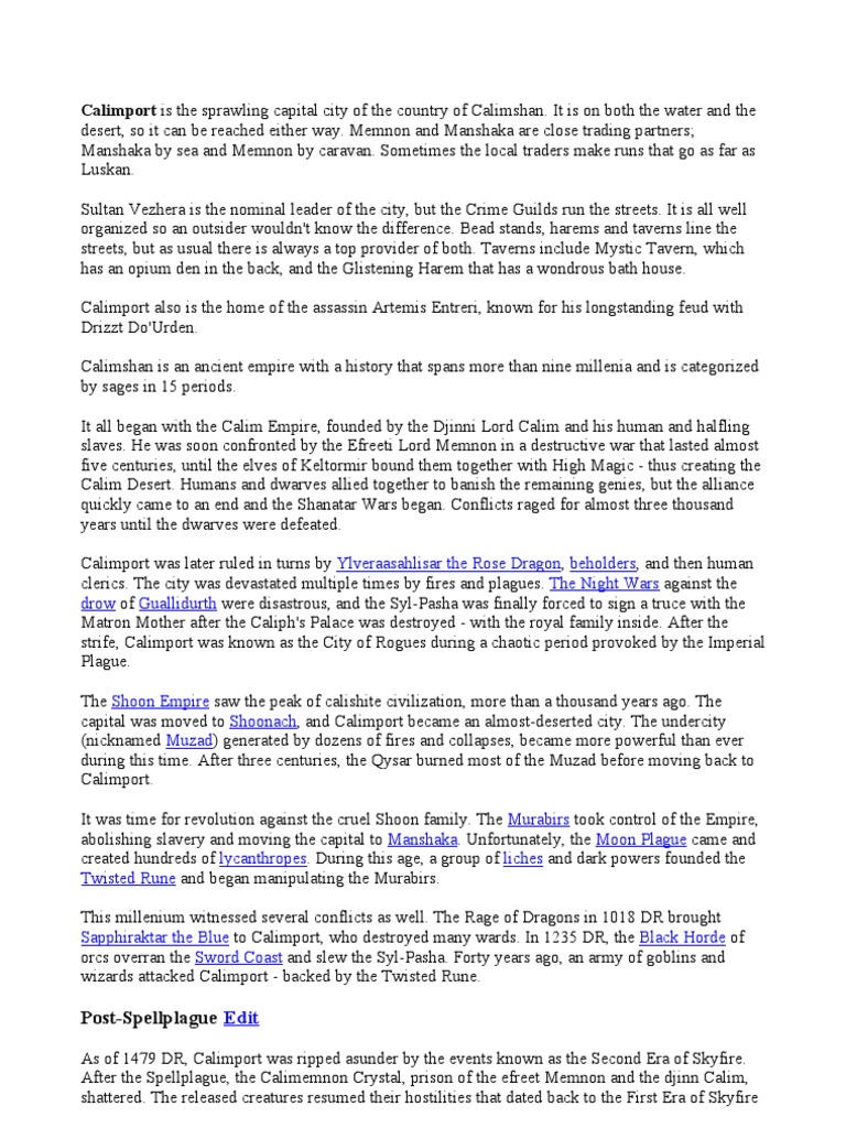 Calimport Word | PDF | Fantasy