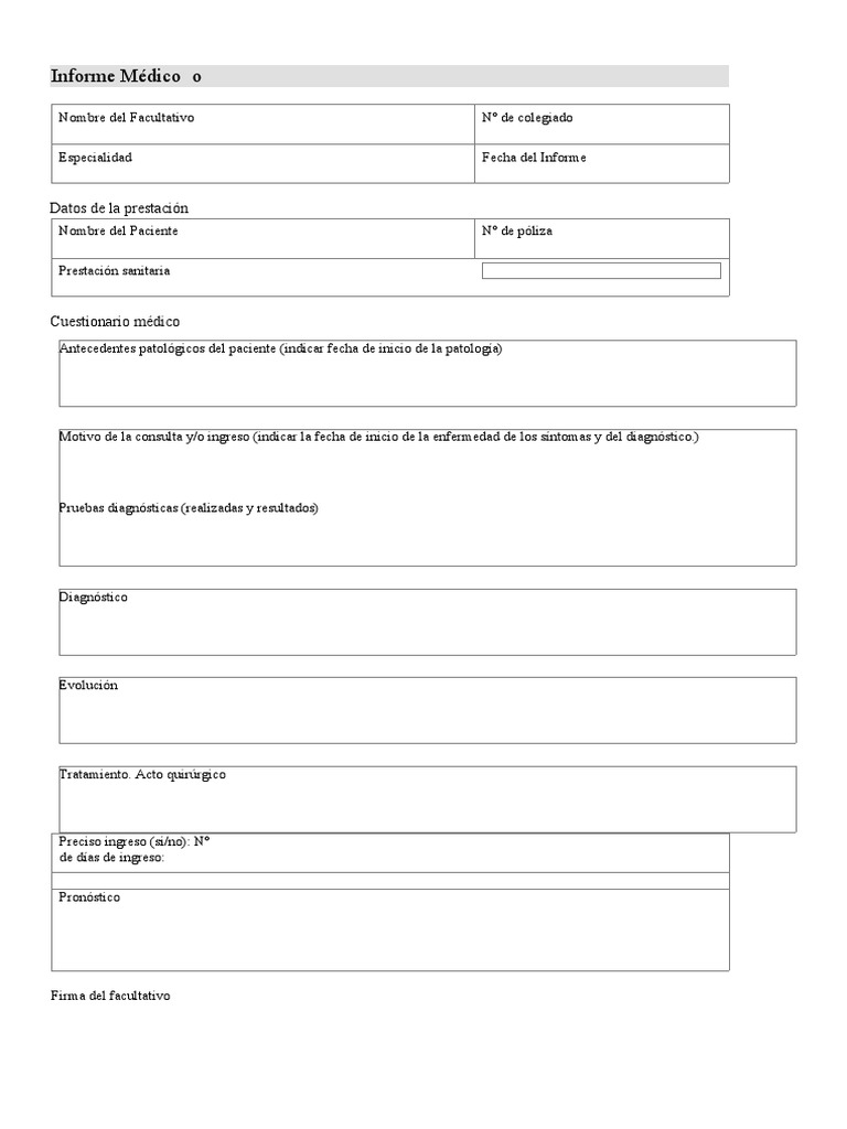 Plantilla Word Informe Medico | PDF