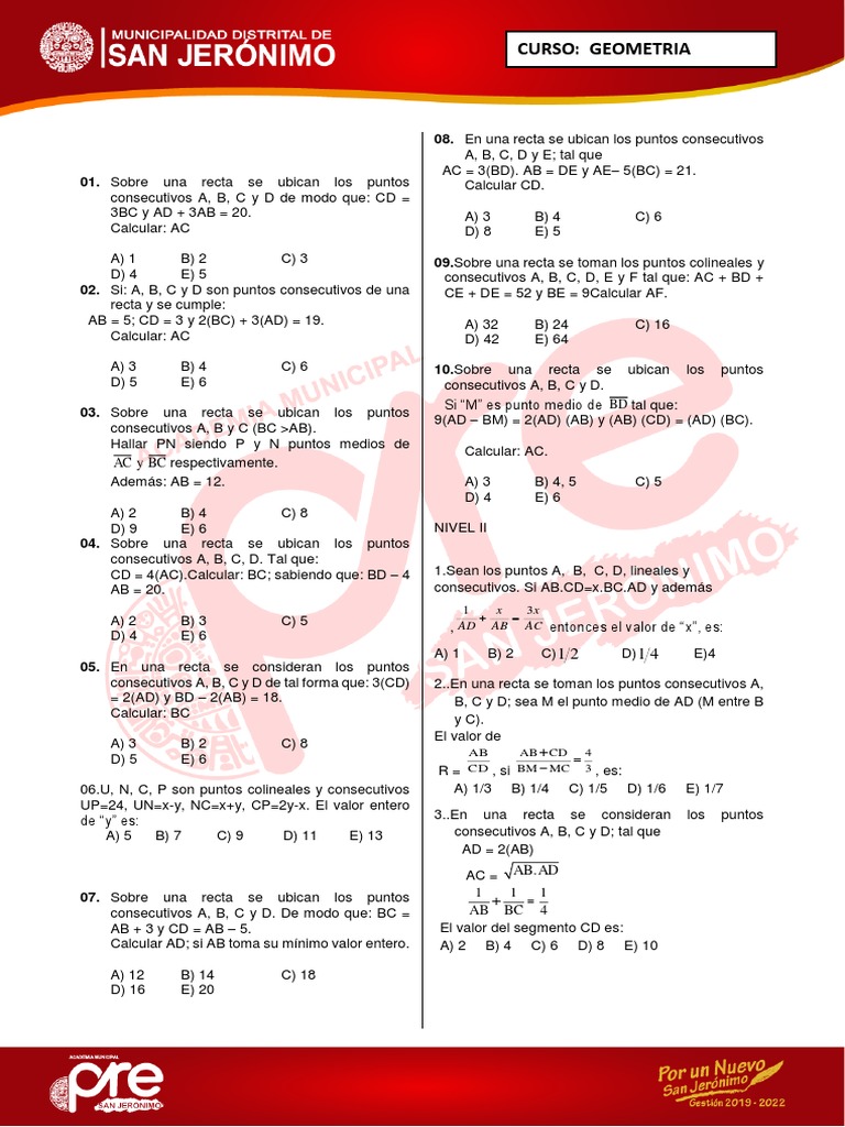 Semana 01 Segunda Ficha de Segmentos | Download grátis PDF | Geometría | Matemáticas