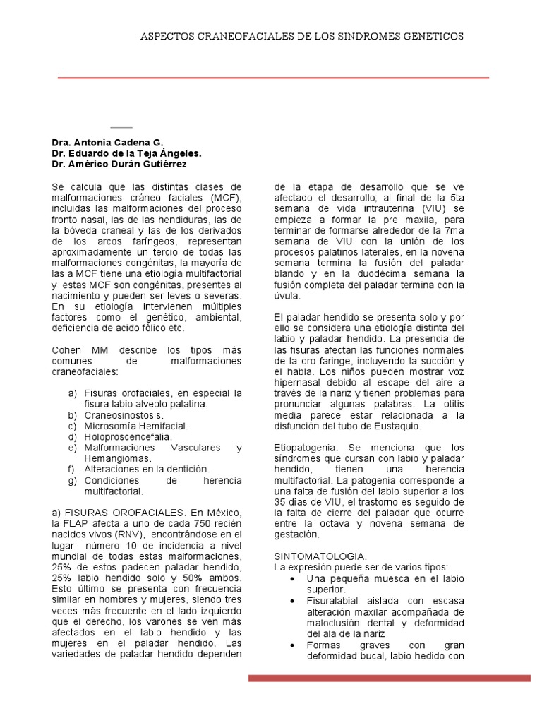 2.-Clasificacion de Las Malformaciones Craneofaciales | PDF | Enfermedades y trastornos ...