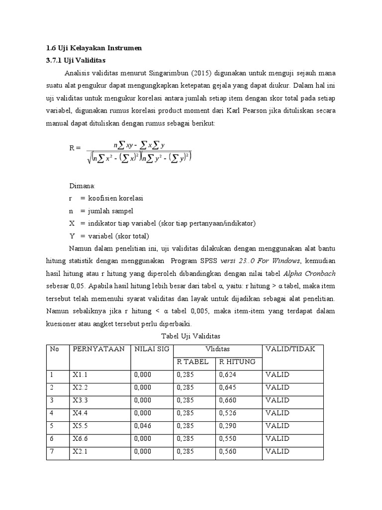 Uji Kelayakan Instrumen | PDF