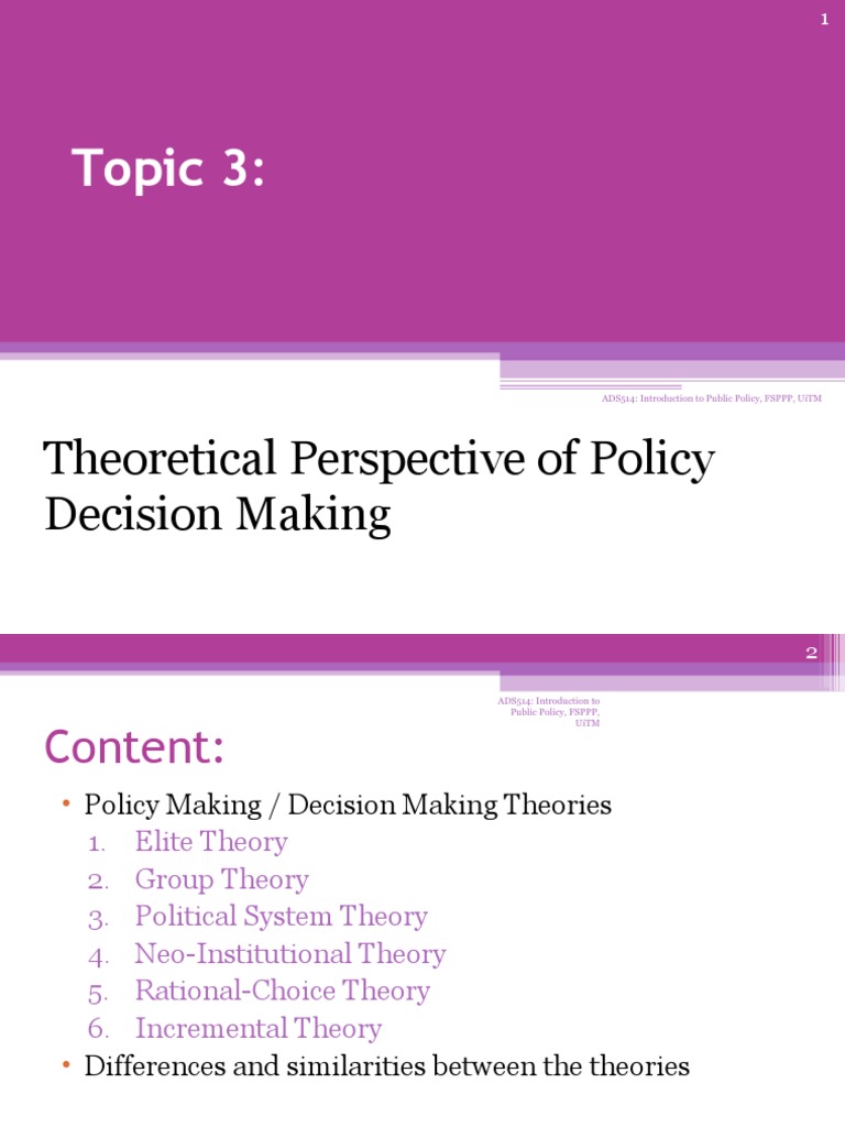 Theoretical Foundations of the Policymaking Process: An Analysis of ...