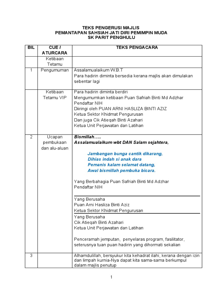 Teks Ucapan Majlis Penutup | PDF Teks Ucapan Majlis Penutup | PDF
