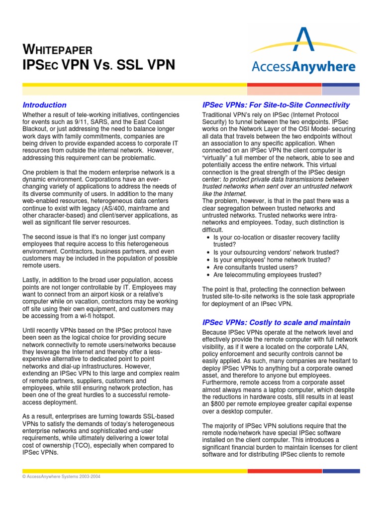 W IPS VPN Vs SSL VPN: Hitepaper EC | PDF | Virtual Private Network ...