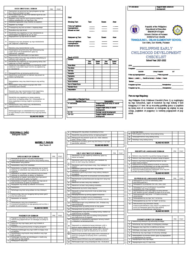 Eccd Checklist 2021 2022 | PDF
