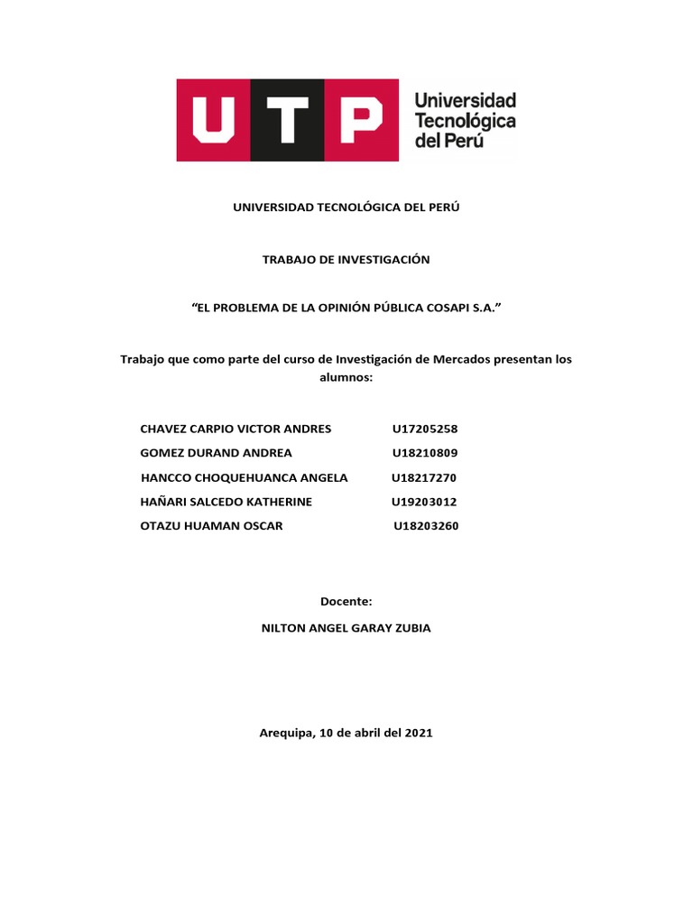 COSAPI SA Rev 01 | PDF | Opinión pública | Calidad (comercial)