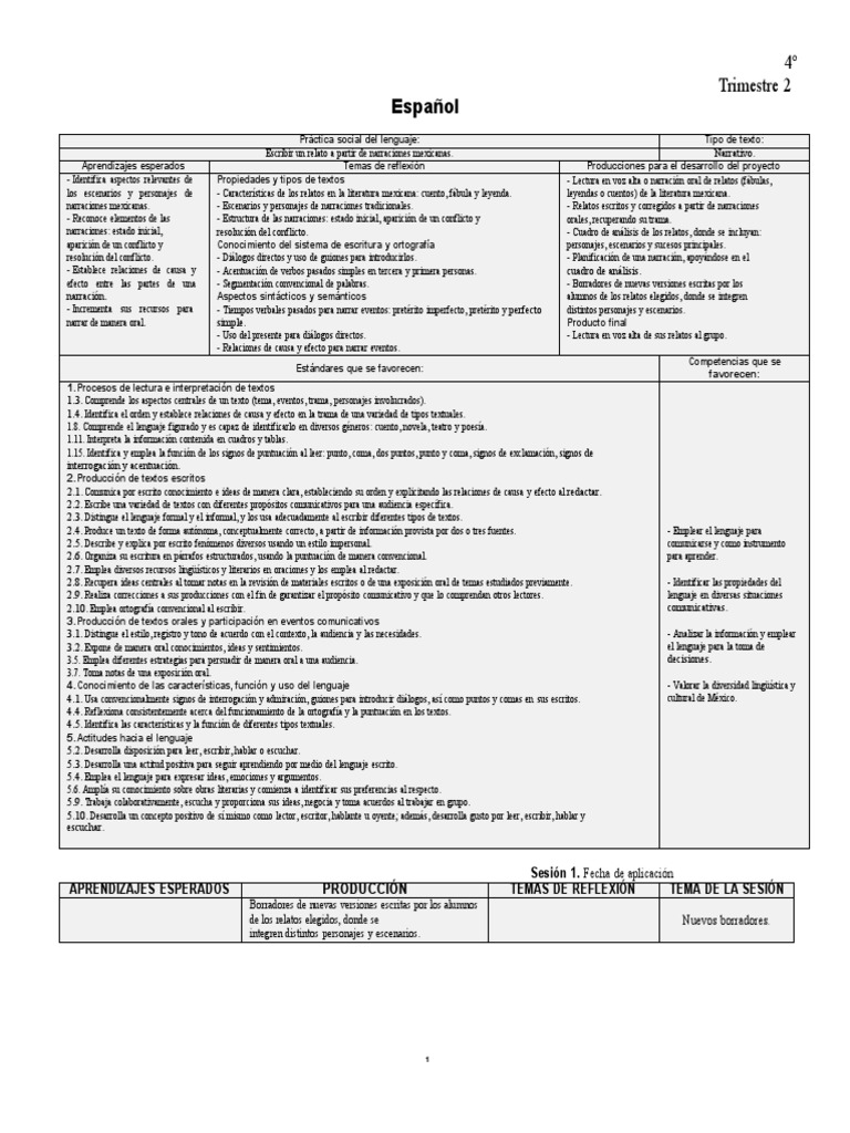 Planeacion Semana 29 Cuarto Grado | PDF | Narración | Color