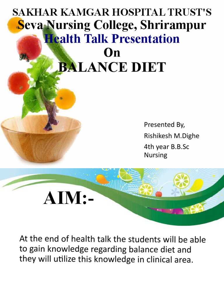 Balance Diet Health Talk Final | PDF