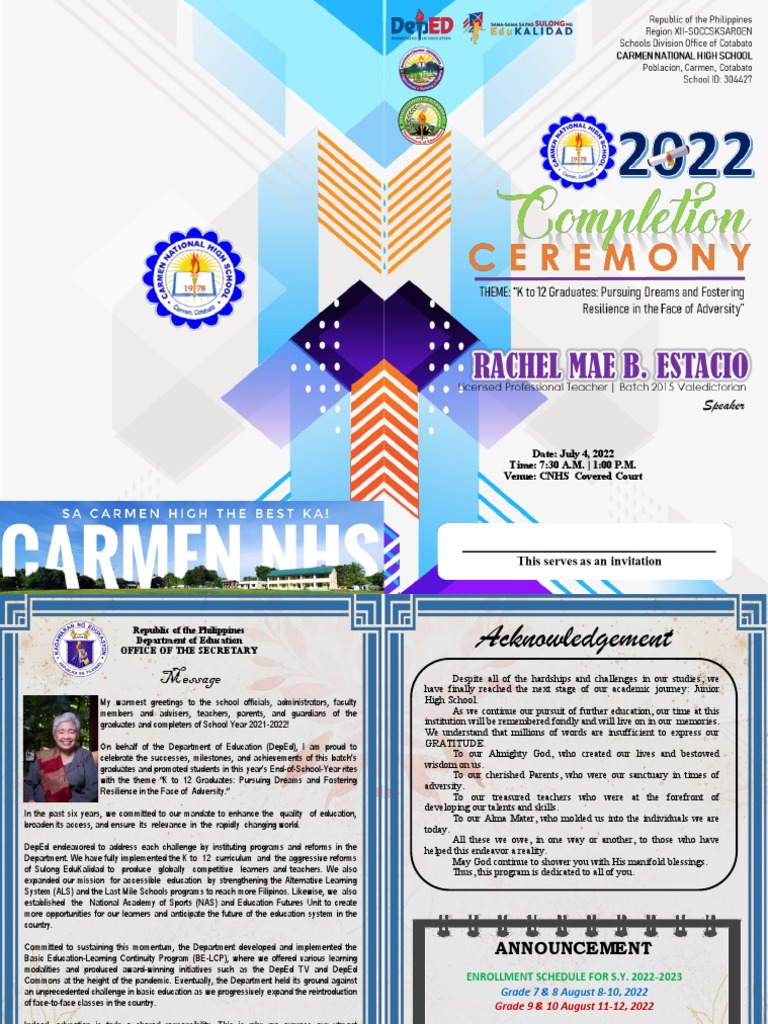 Completion Program CNHS JHS | PDF
