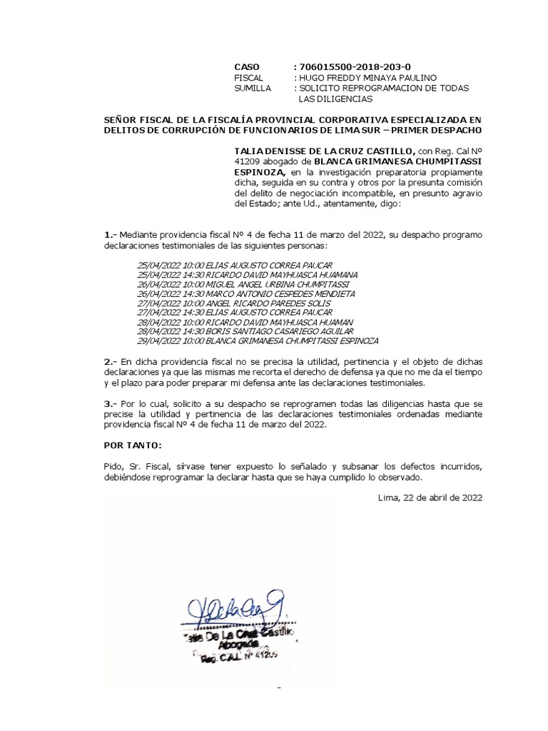 Solicito Reprogramacion de Diligencias | PDF