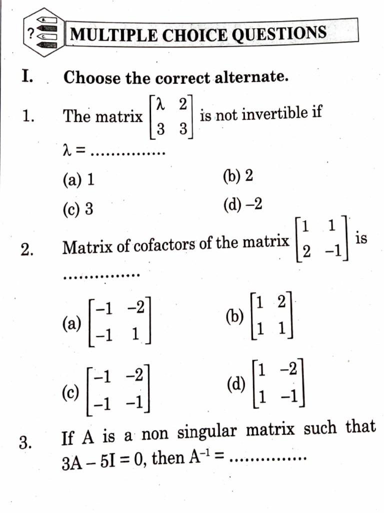 Assignment No .1 Topic... Matrices..ik | PDF | Matrix (Mathematics ...