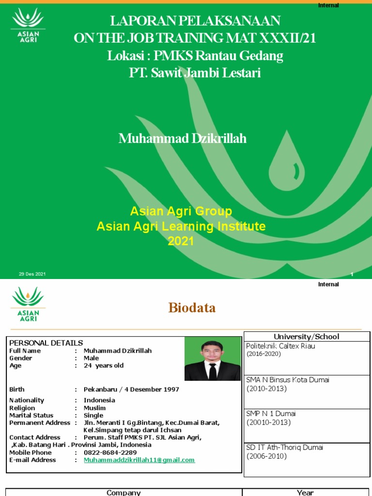 Template Ojt Presentation 2021 | PDF | Secondary Sector Of The Economy | Chemical Equipment