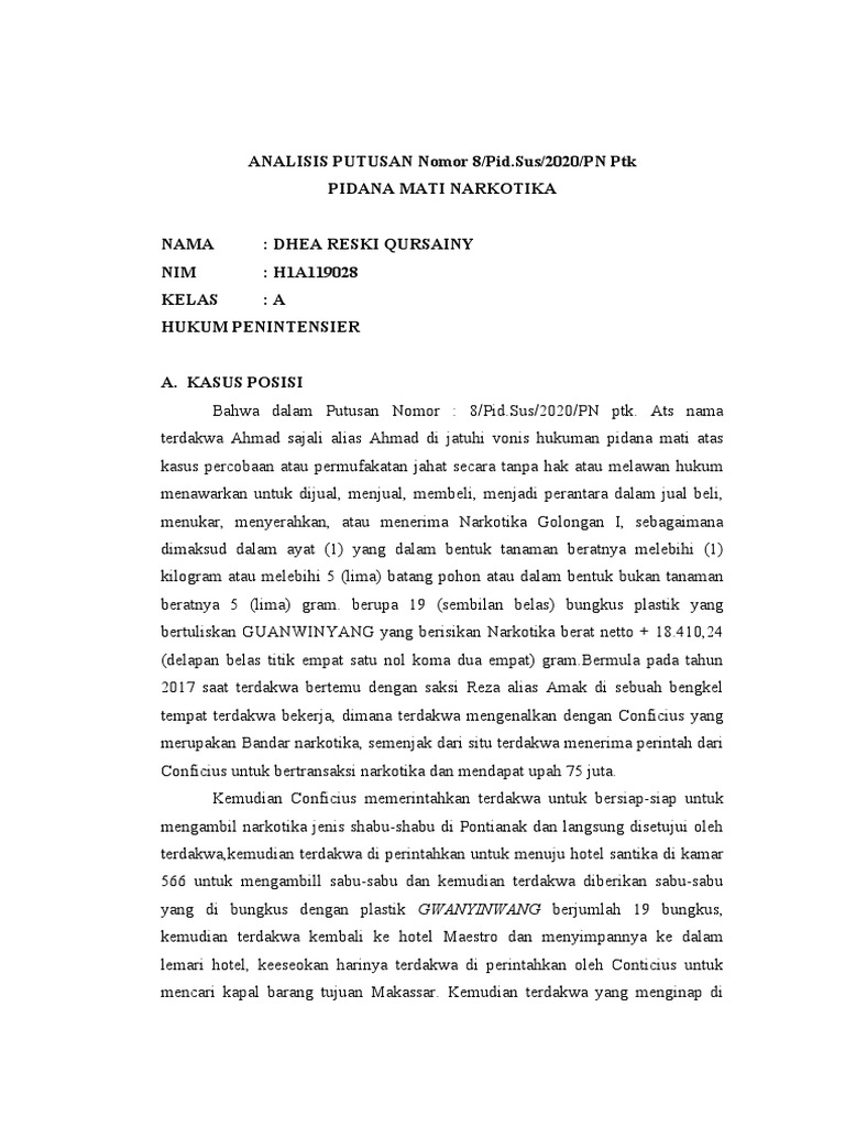 Analisis Putusan Pidana Penjara 20 Tahun | PDF