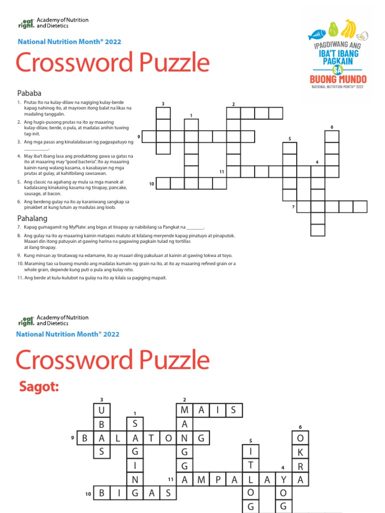 Crossword NNM22 Tagalog | PDF