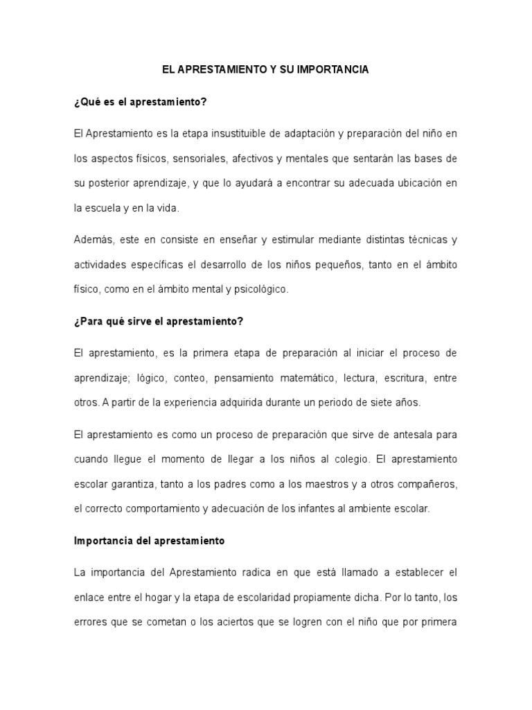 El Aprestamiento y Su Importancia | PDF | Aprendizaje | Mente