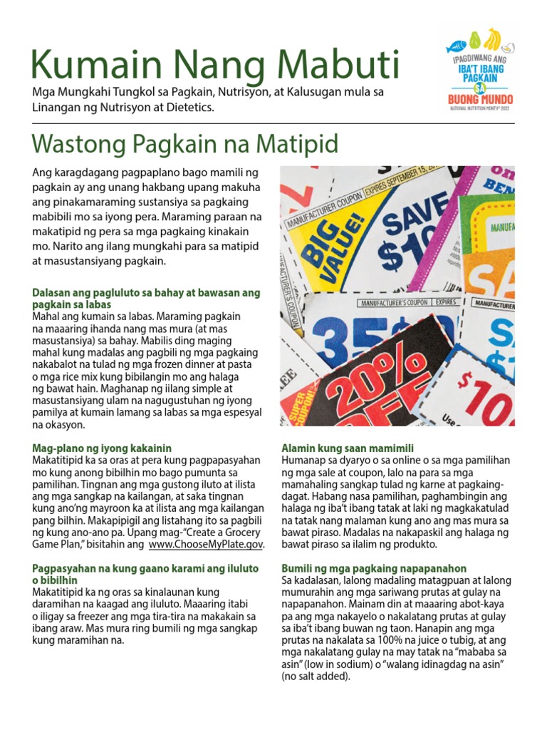 Eating Right On A Budget - NNM22 - Tagalog | PDF