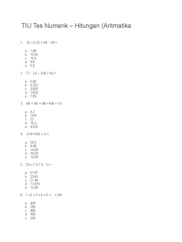 TIU Tes Numerik | PDF