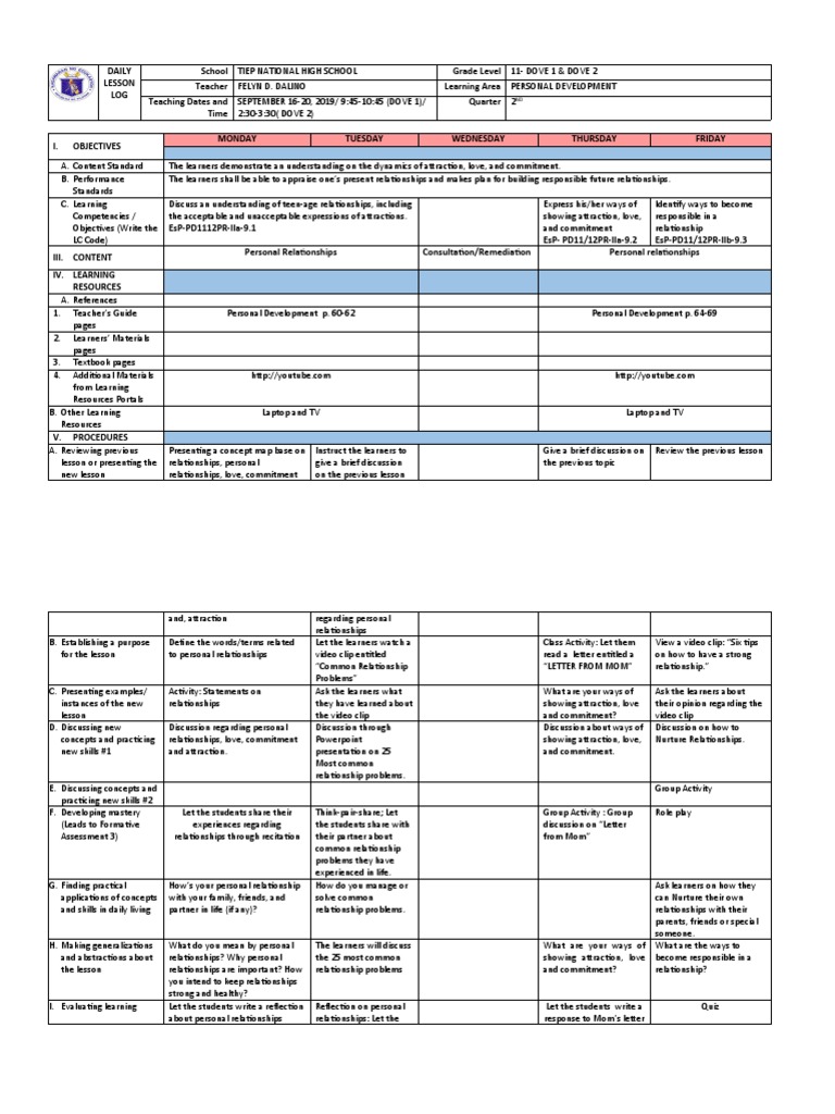 PERDEV DLL 2nd Q SEPT.9-13,2019 | PDF | Learning | Cognitive Science