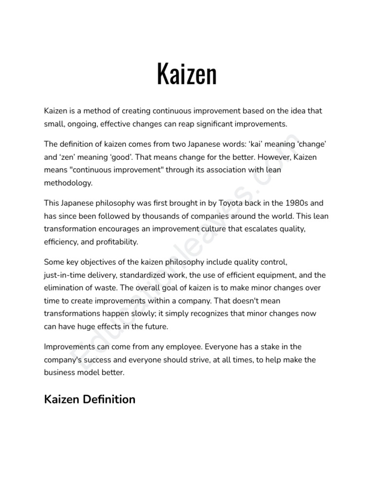 Kaizen | PDF | Lean Manufacturing | Creativity