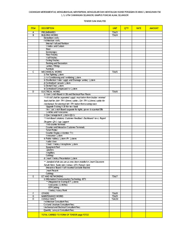 Tender Sum Analysis | Download Free PDF | Equipment | Information And ...