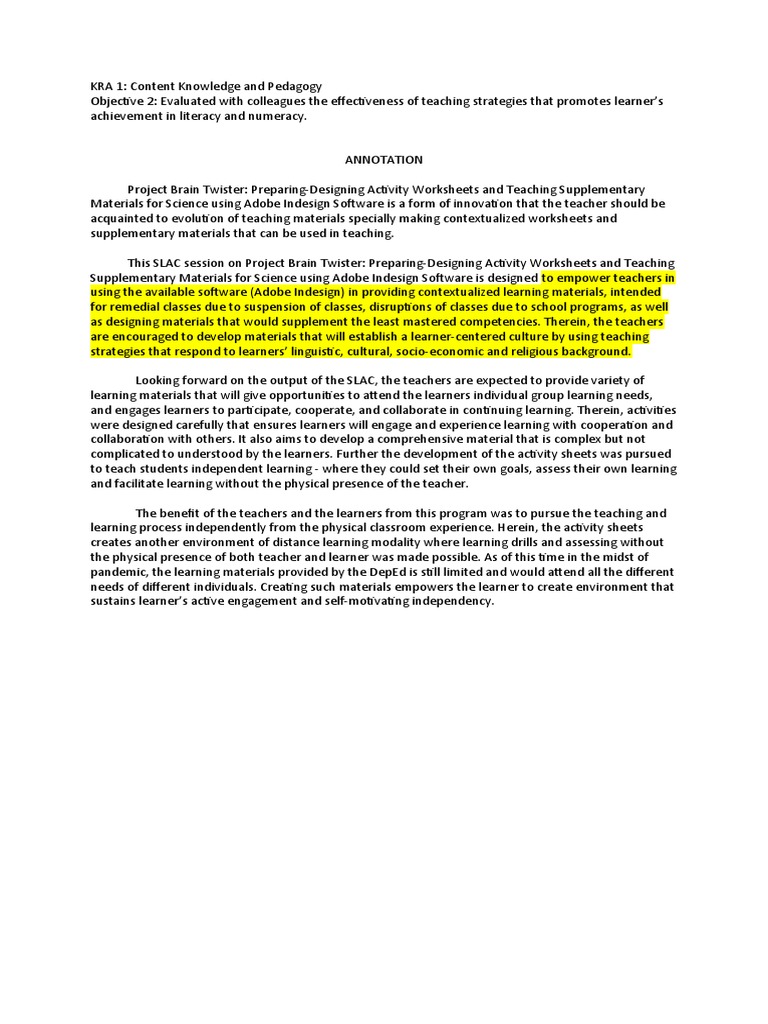 2 Copies Annotation For Objective 2, 7, 8 | PDF | Learning | Teaching ...