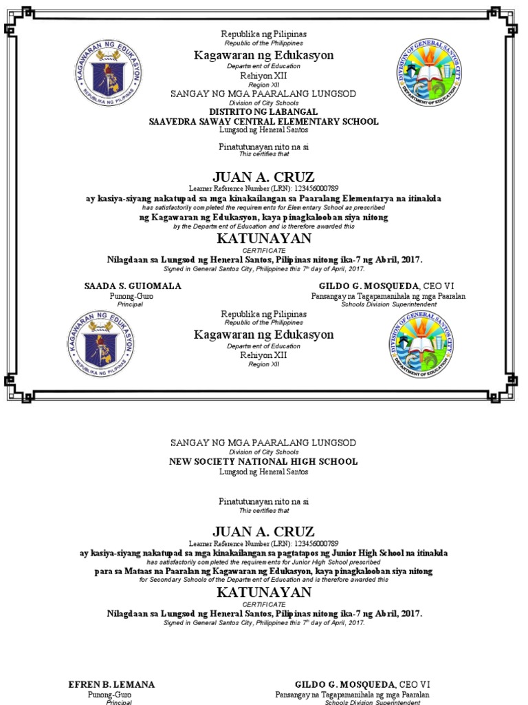 Sample Diploma - Certificate 2017 | PDF