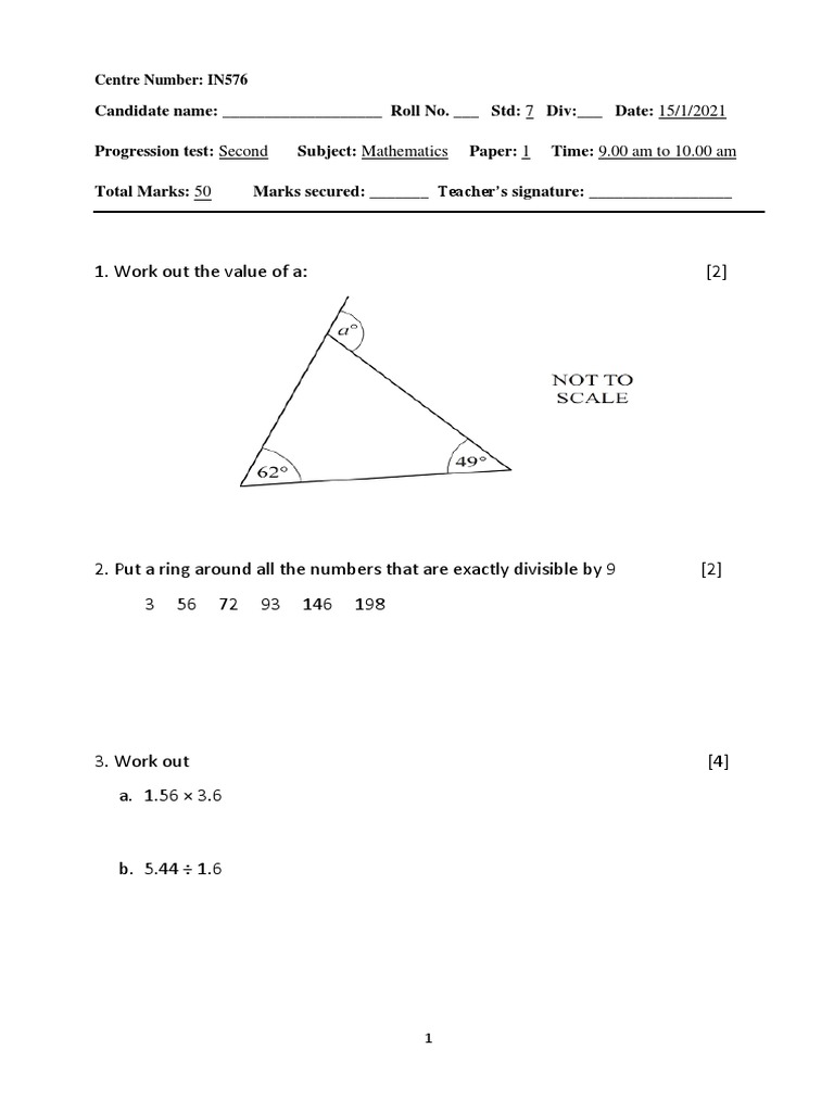 Math Paper 1 | PDF | Mathematics
