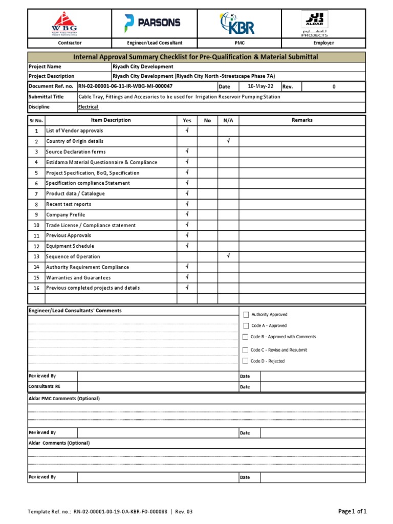 Checklist Cable Tray | PDF | Specification (Technical Standard) | Computing