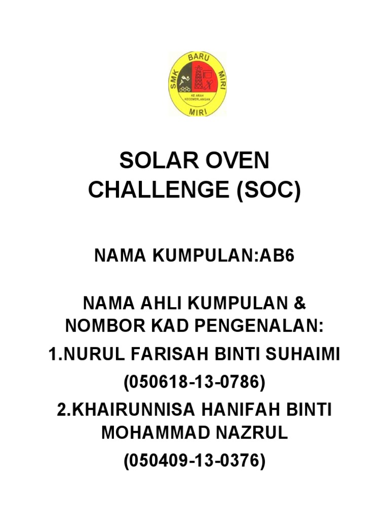Laporan Solar Oven Challenge | PDF