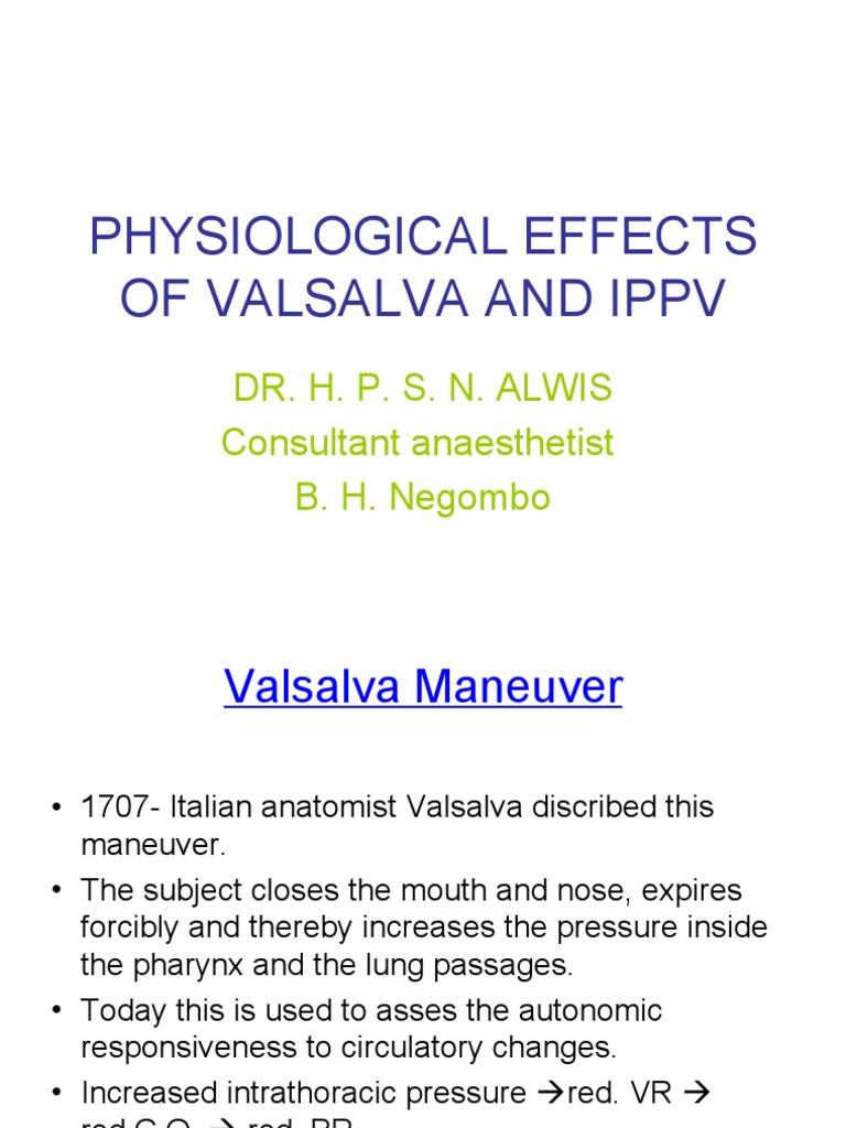 Physiological Effects of Valsalva and Ippv | Lung | Blood Pressure