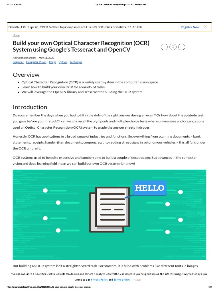 Optical Character Recognition - OCR Text Recognition | PDF | Optical ...