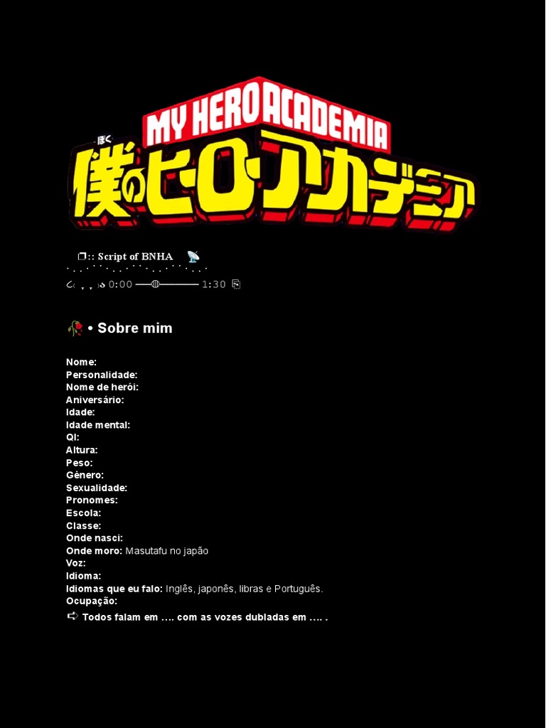 Base Script BNHA | PDF | Roupas | Dia das Bruxas