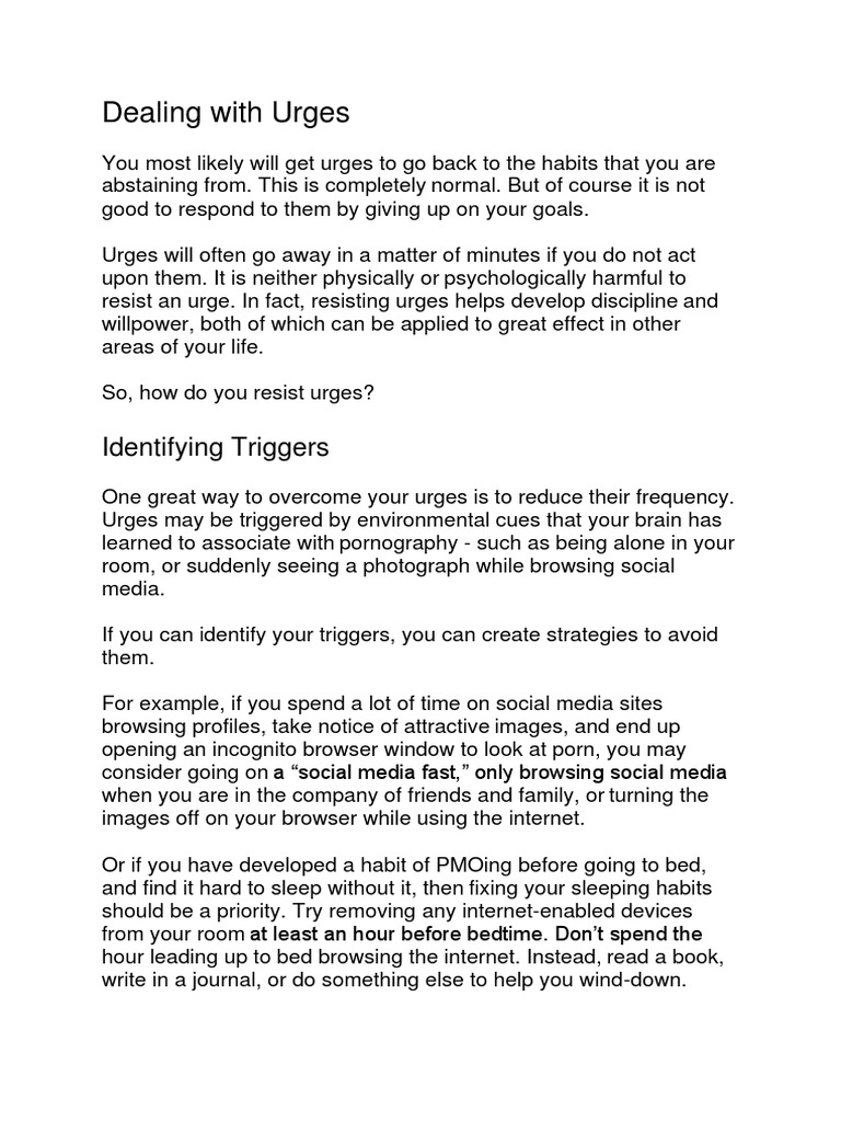 Dealing With Urges: Identifying Triggers | PDF | Emotions | Disciplines