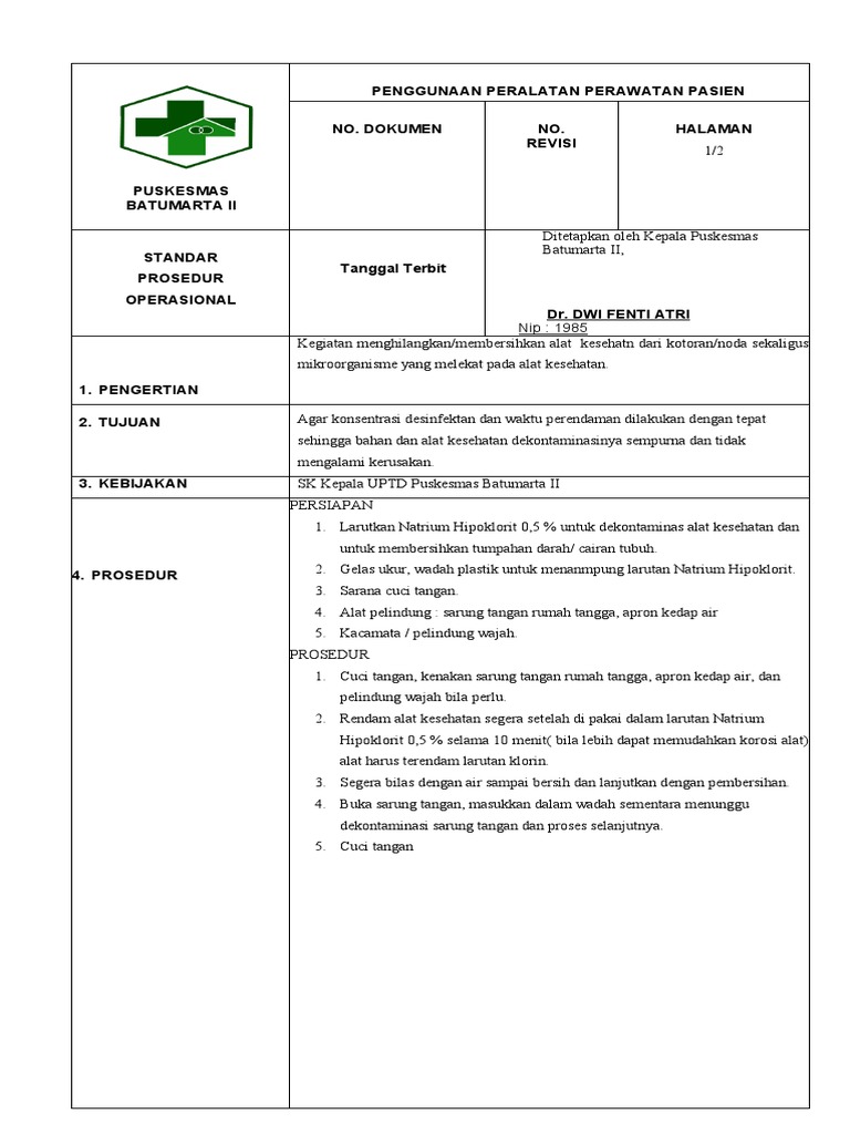 Sop Dekontaminasi Alat Kesehatan | PDF | Griya & Taman | Sains & Matematika