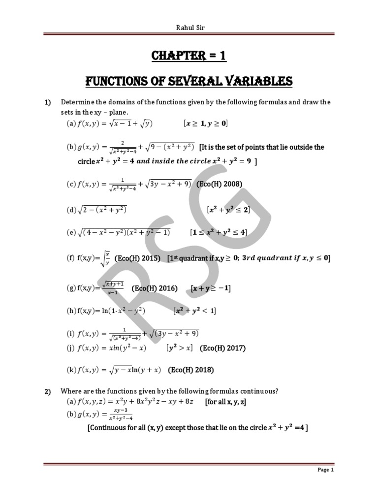 Chapter 1 Functions of Several Variables | PDF | Tangent | Derivative