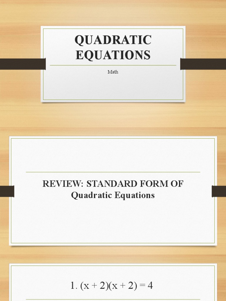 Quadratic Equations | PDF | Teaching Methods & Materials