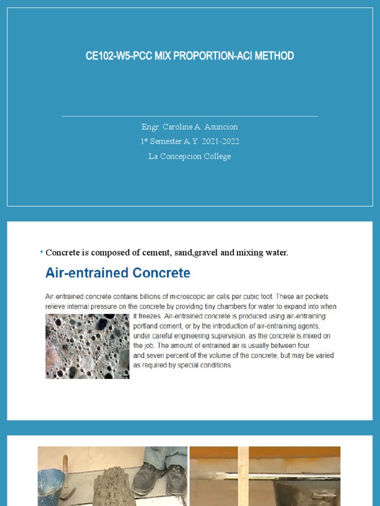 CE102 PCC ACI Concrete Mix Nov.12,2021 | Download Free PDF | Concrete ...