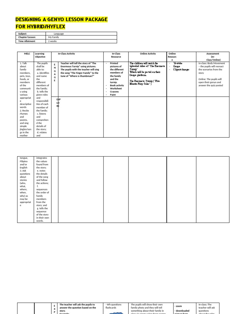 Genyo Learning Package - Preshool | PDF