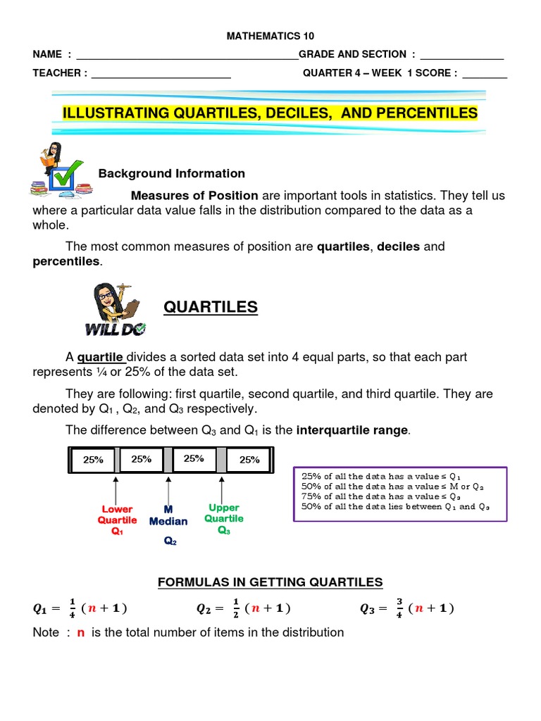 Q4 - Week 1 - Illustrating Quartiles, Deciles and Percentiles | PDF ...