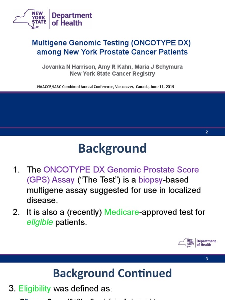 Multigene Genomic Testing (ONCOTYPE DX) Among New York Prostate Cancer ...