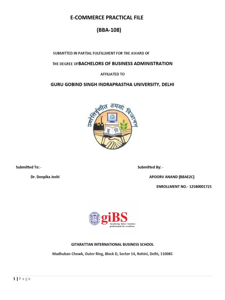 E-Commerce Practical File (BBA-108) : Bachelors of Business ...