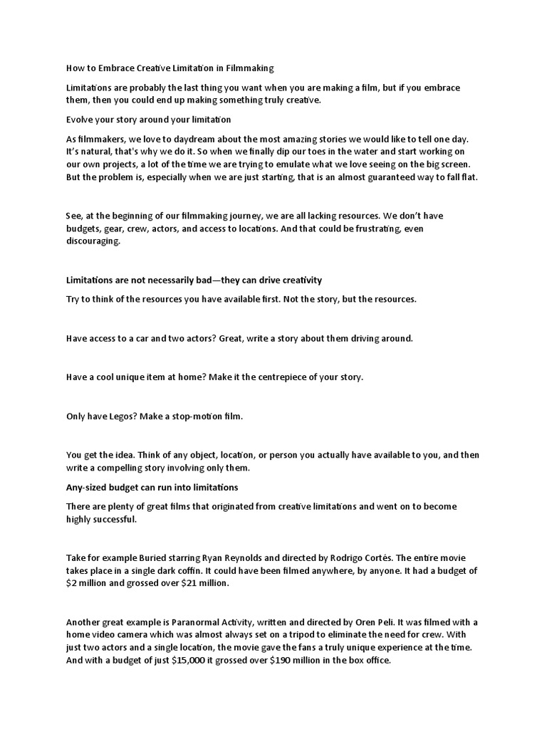 Filmmaking Tips for Beginners | PDF | Filmmaking