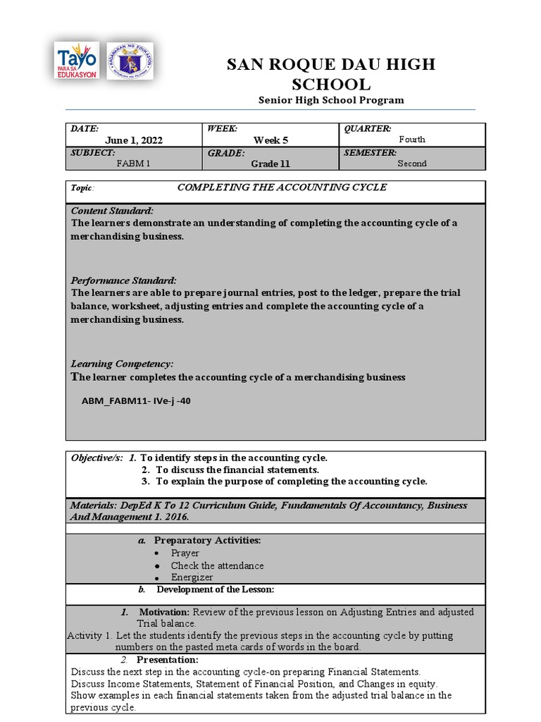 San Roque Dau High School: Grade | PDF | Accounting | Learning
