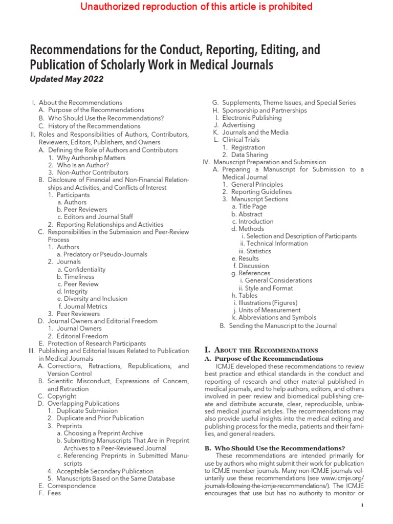 icmje-recommendations | PDF | Academic Journal | Editing