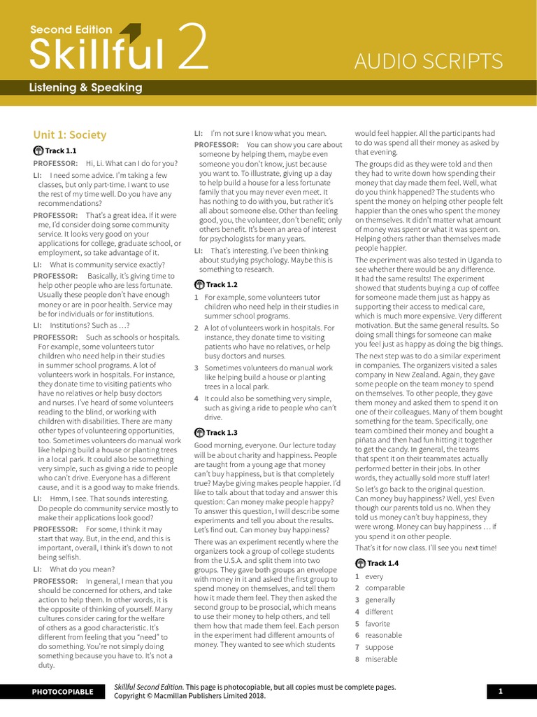 Sk2e Listening and Speaking Level 2 Audio Scripts | PDF | Urban Sprawl ...