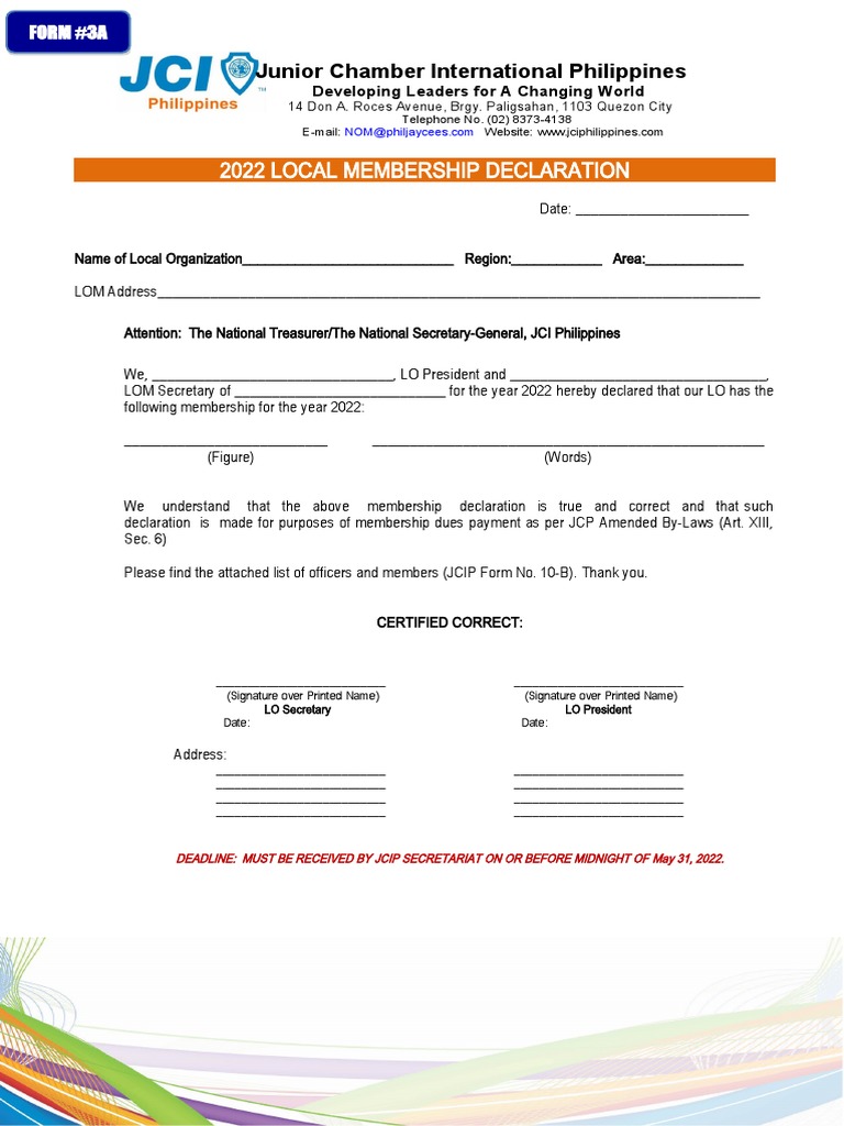 2022 Form 3 3A 3B JCIP LO Membership Declaration and Listing | PDF ...