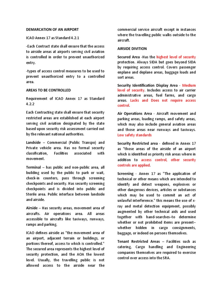 Airport Security Area Demarcation Guide | PDF | Airport | Airport Security