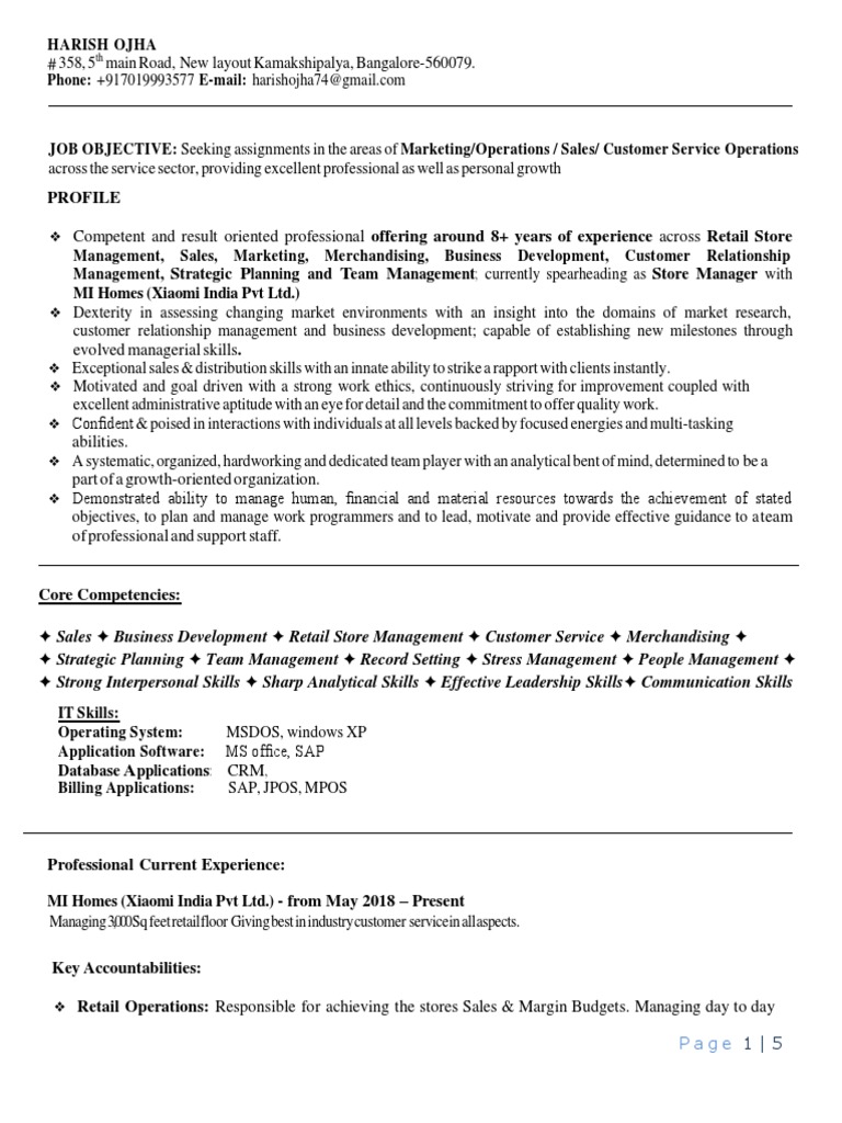 Harish Resume 30 Mar | PDF | Sales | Customer Relationship Management