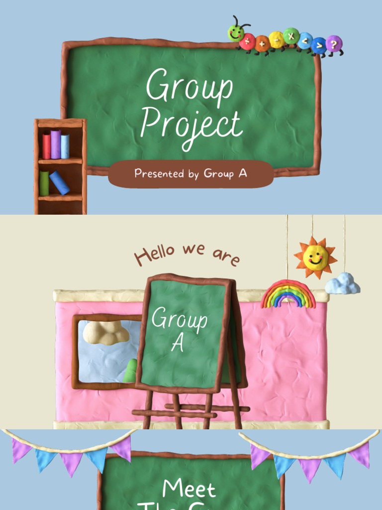 Green Blue Cute 3D Group Project Classroom School Education ...